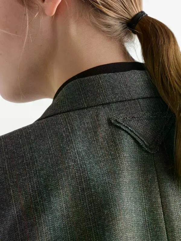 Prada Double-breasted Pinstriped Mouliné Wool Jacket