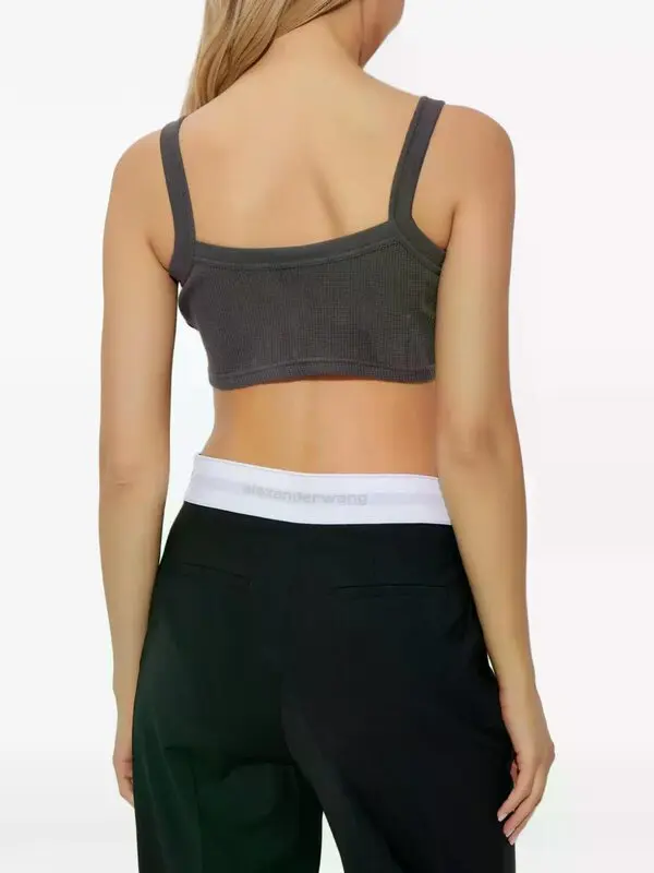 Alexander Wang Waffle-knit Logo-patch Crop Top