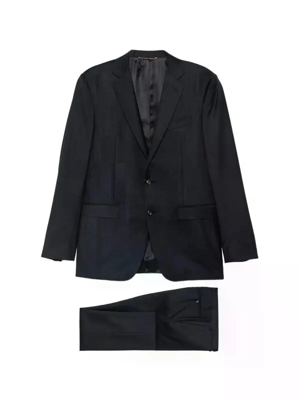 Canali Check-pattern Wool Suit - Blue