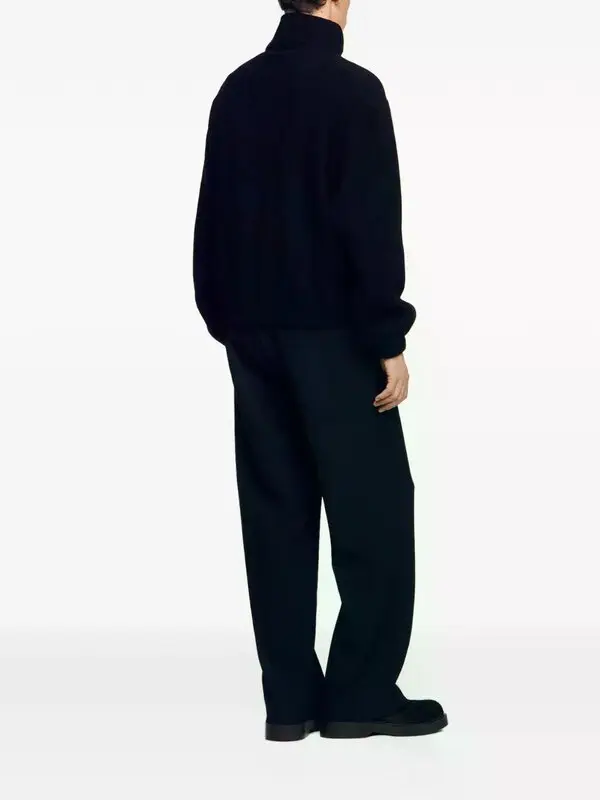 Sandro Zipped Standing Collar Sweatshirt - Black