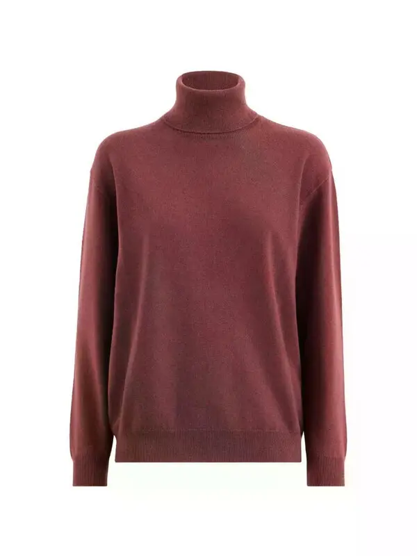 Brunello Cucinelli Cashmere Turtleneck Sweater With Monili - Red
