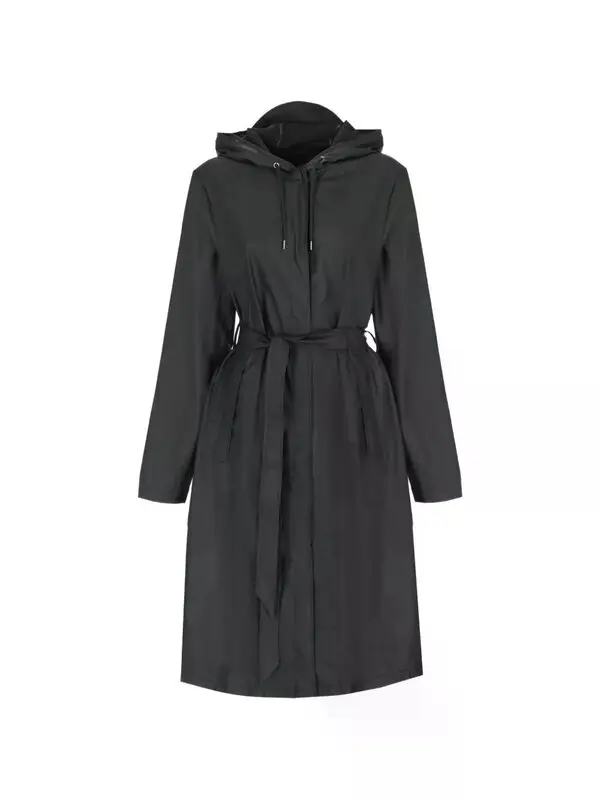 Rains Belted A-line Coat - Black