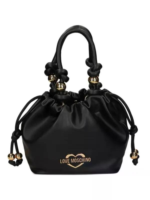 Moschino Logo-plaque Knotted Bucket Bag - Black