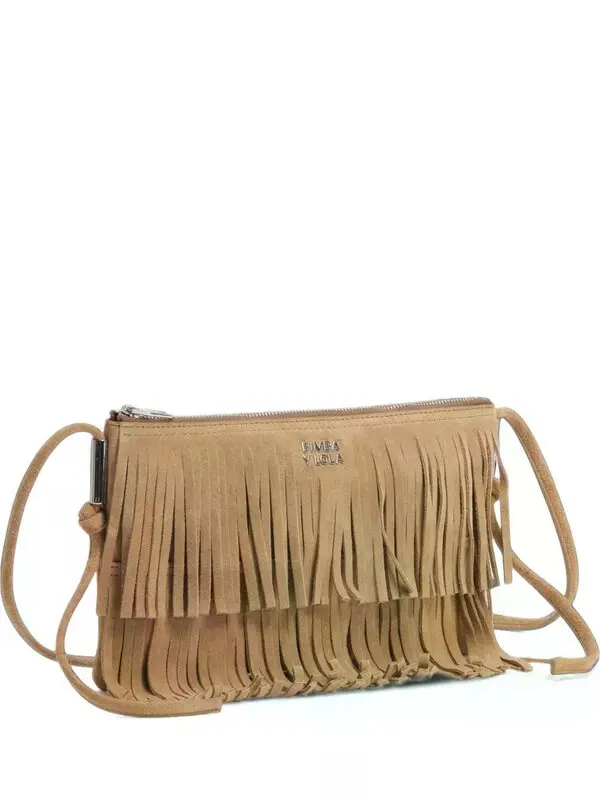 Bimba Y Lola Small Clutch Bag With Natural Fringe - Neutrals