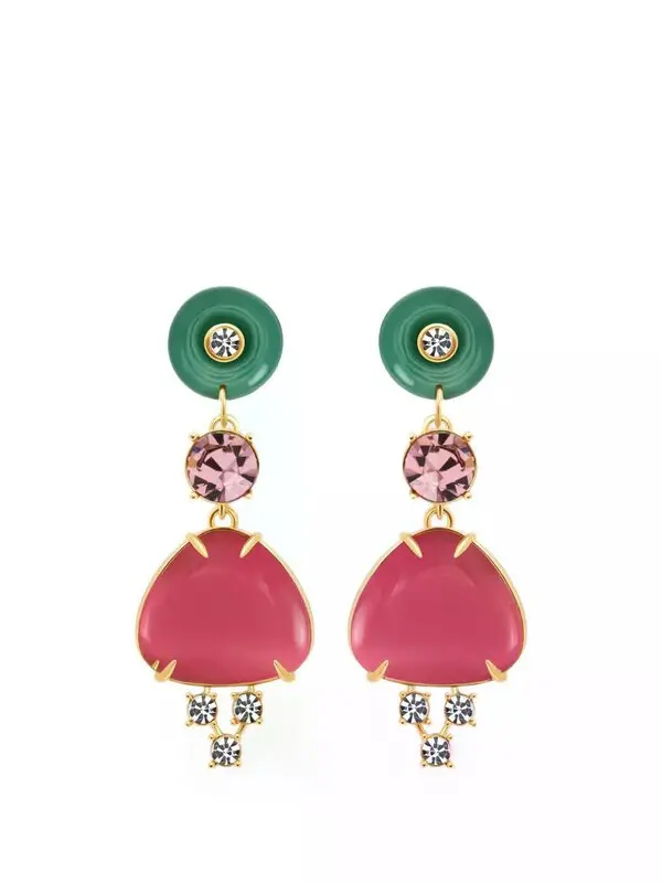 Oscar De La Renta Cabochon Crystal Drop Earrings - Pink