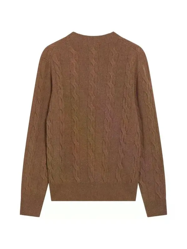 AMI Paris Cable-knit Crew-neck Sweater - Brown