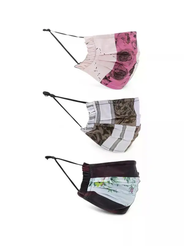GANNI Floral-print Ruffled Face Mask - Brown