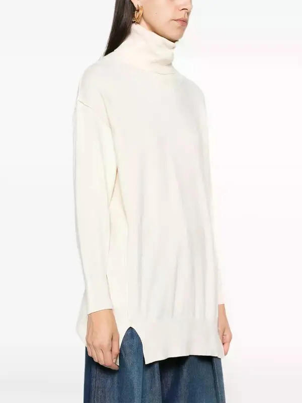 PLEASE Roll-neck Side-slit Sweater