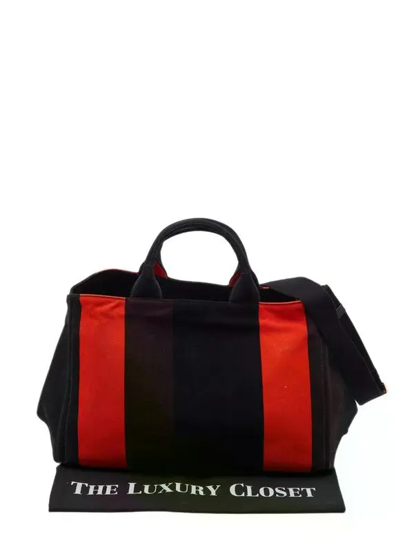 Prada Large Canapa Striped Tote Bag
