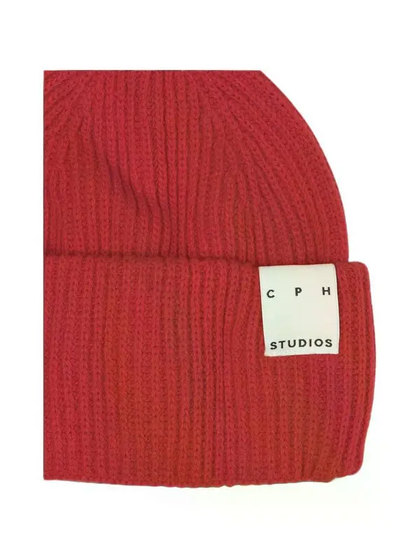 SUMMERY COPENHAGEN Logo-patch Ribbed-knit Beanie Hat