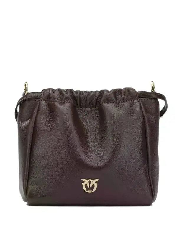 Pinko Floral-applique Love Birds Clutch Bag - Brown