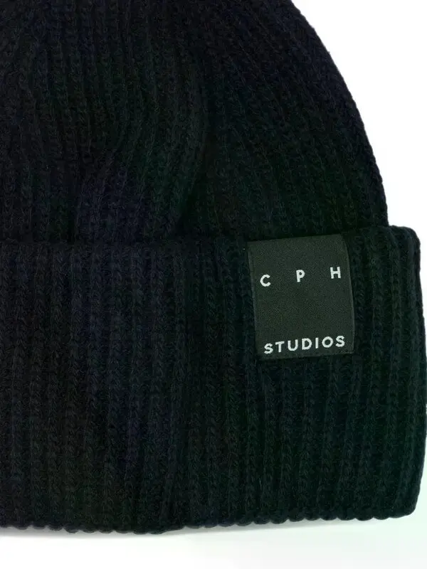 SUMMERY COPENHAGEN Ribbed-knit Logo-patch Beanie Hat