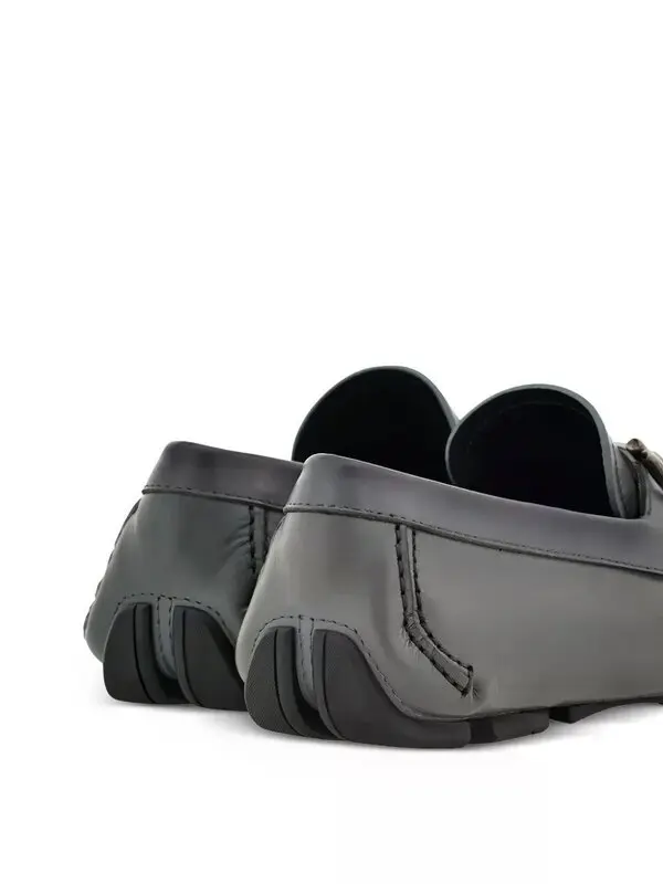 FERRAGAMO Gancini-bit Leather Loafers - Grey
