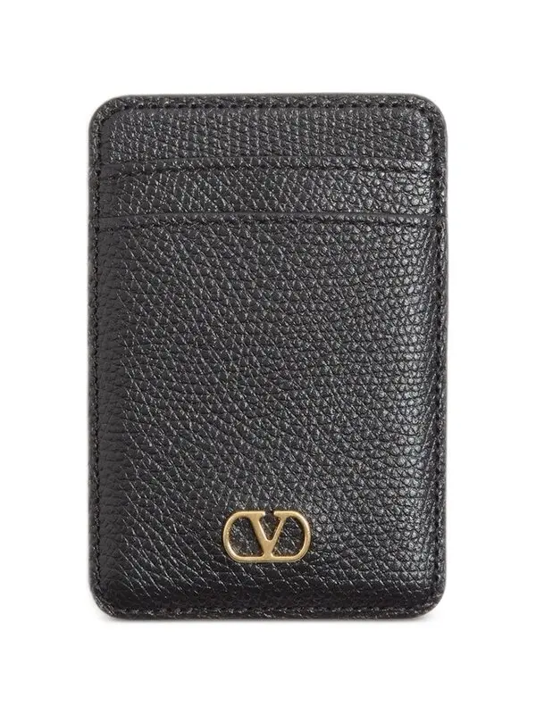 Valentino Garavani Vlogo Signature Leather Card Case - Black
