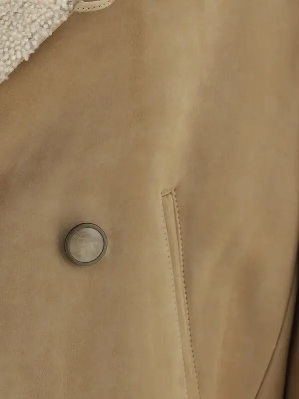 Brunello Cucinelli Double-breasted Shearling Coat With Shawl Collar
