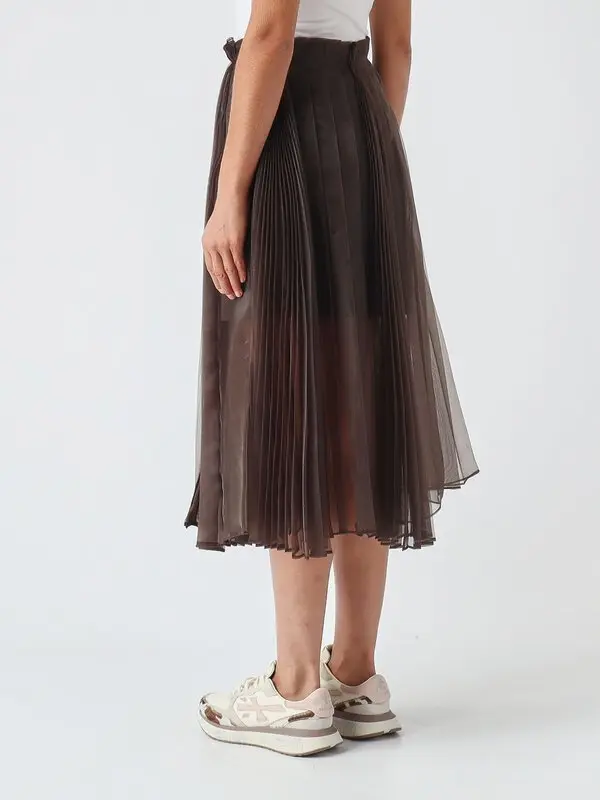 MEIMEIJ High-waisted Pleated Crêpe Midi Skirt With Rear Zip