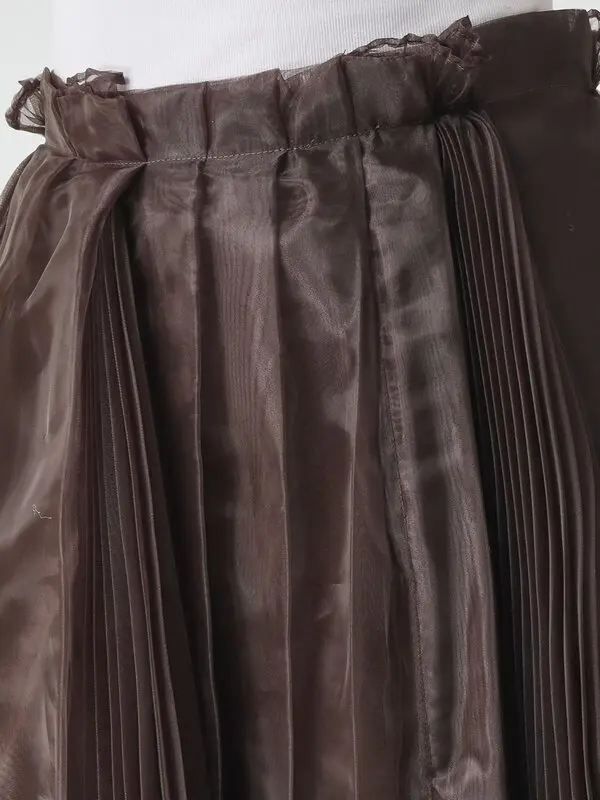 MEIMEIJ High-waisted Pleated Crêpe Midi Skirt With Rear Zip
