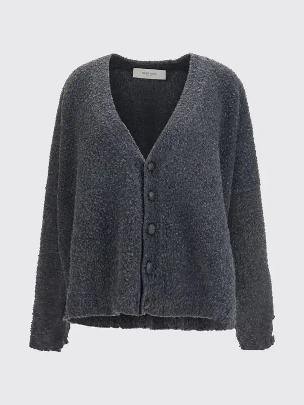 GOLDEN GOOSE Relaxed Fit V-neck Wool Cardigan With Dropped Shoulders - Grey