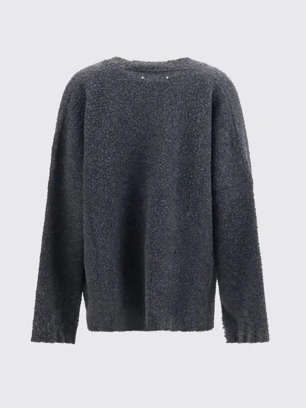 GOLDEN GOOSE Relaxed Fit V-neck Wool Cardigan With Dropped Shoulders - Grey