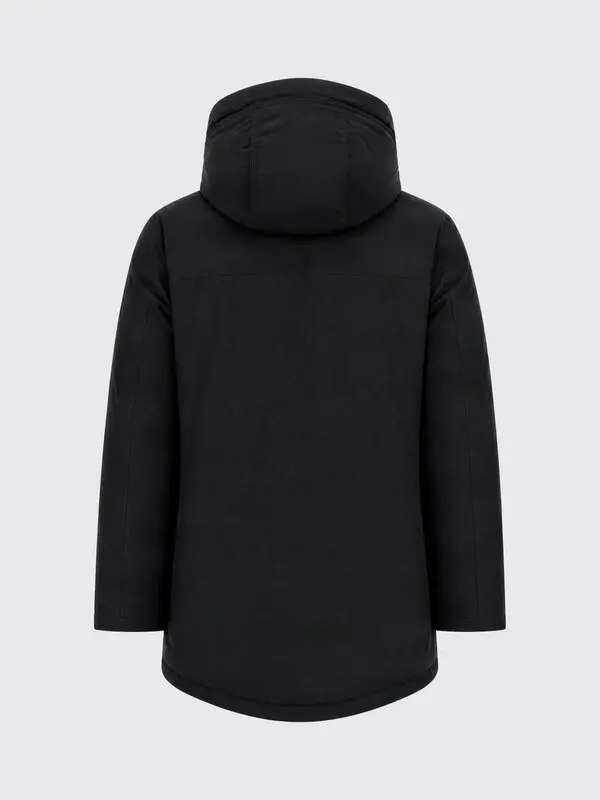 Woolrich Knee-length Hooded Parka In Cotton Blend With Button Closure