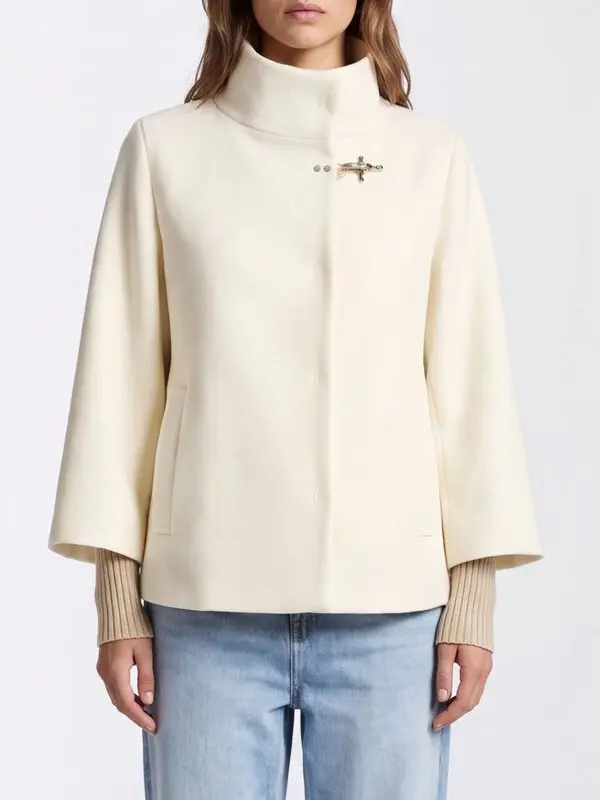 FAY Single-breasted Short Coat In Virgin Wool With Toggle Fastening - White