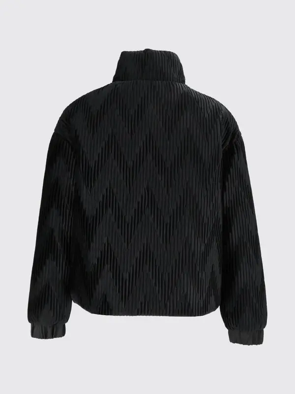 Emporio Armani Cropped Padded Bomber Jacket With Pleated Chevron Pattern