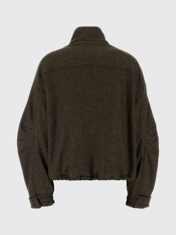 Attico Wool Blend High Neck Bomber Jacket With Patch Pockets