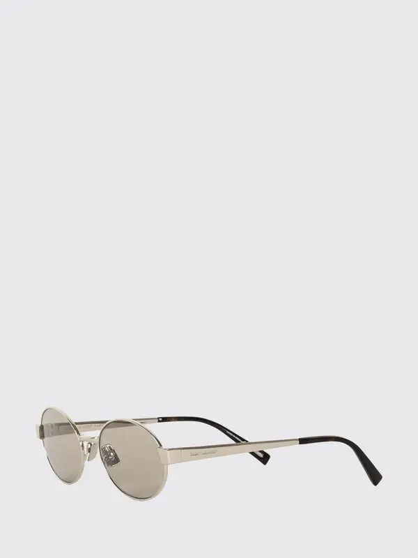 Saint Laurent Round Sunglasses In Metal And Acetate With Clear Lenses - Silver