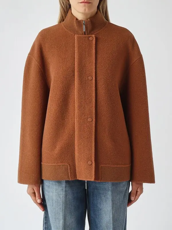 Max Mara Short Wool-blend Coat With Dropped Shoulders And Ribbed Collar - Rust