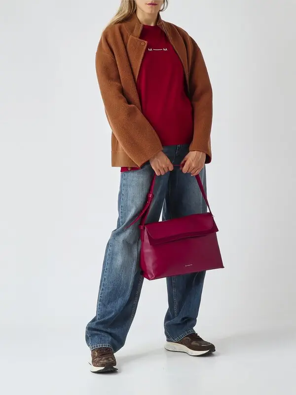 Max Mara Short Wool-blend Coat With Dropped Shoulders And Ribbed Collar - Rust
