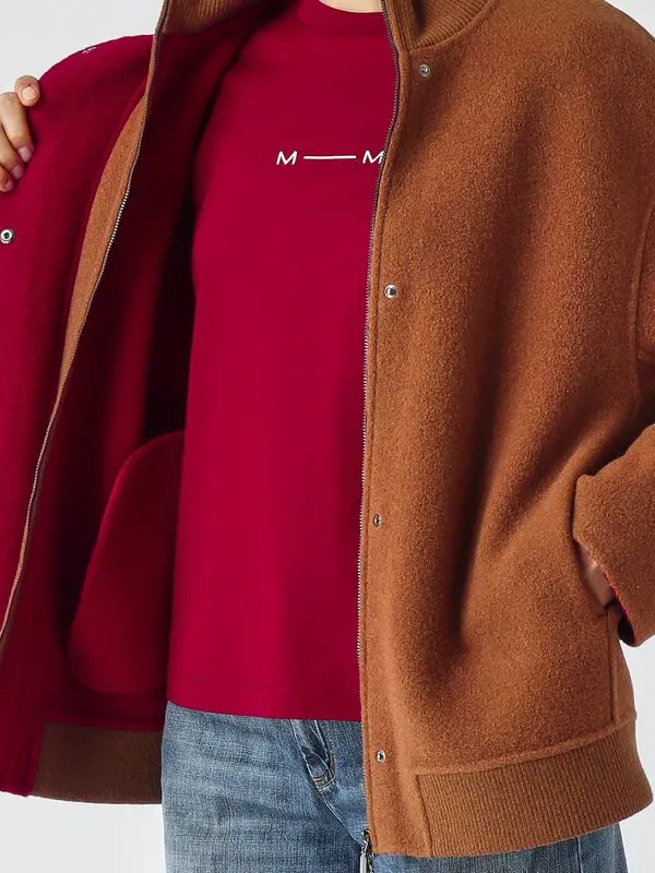 Max Mara Short Wool-blend Coat With Dropped Shoulders And Ribbed Collar - Rust
