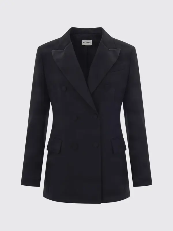 PAROSH P.a.r.o.s.h. Double-breasted Short Virgin Wool Blazer With Lapel Collar
