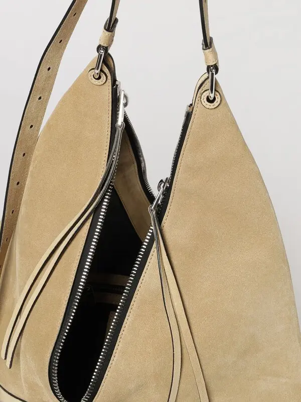 Moschino Asymmetric Suede Calf Leather Shoulder Bag