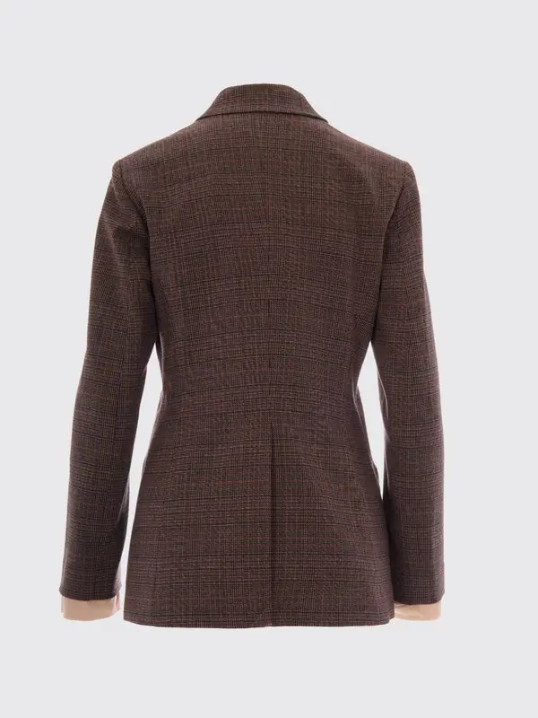 Liu Jo Cropped Double-breasted Tartan Blazer In Viscose Blend