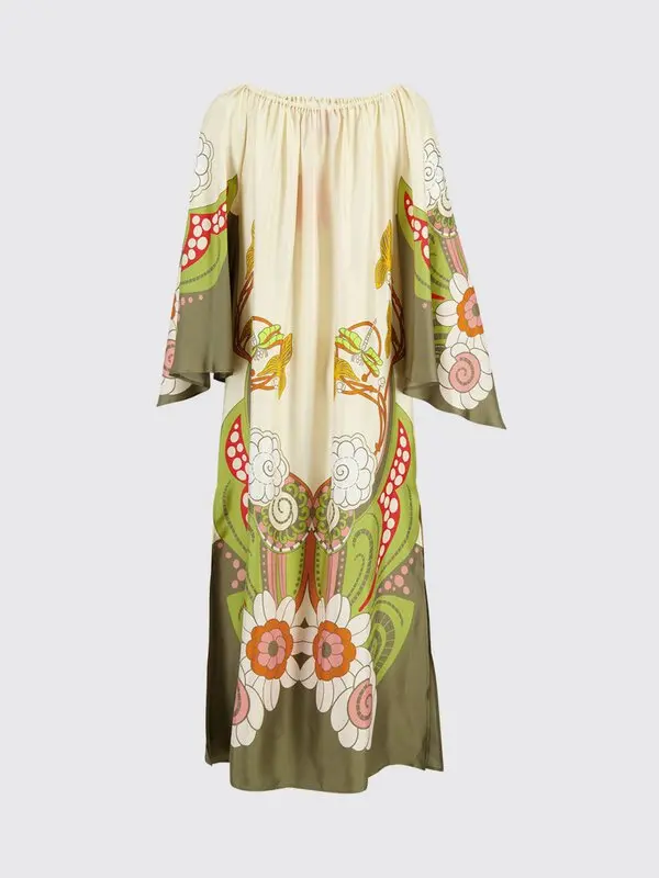 La DoubleJ Goddess Long Silk Tunic With Ethnic Print