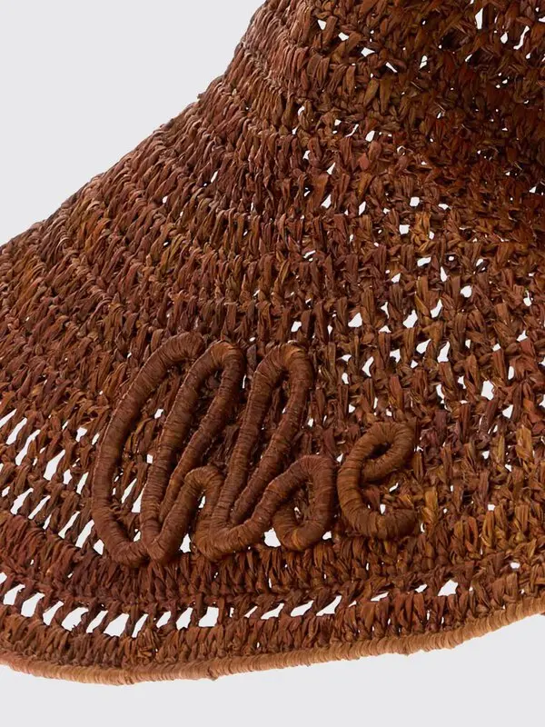 Chloé Wide-brim Crochet Raffia Hat With Embroidered Logo