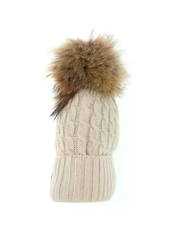 BLAUER. Cable-knit Pom-pom Beanie Hat