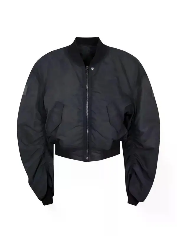 Rick Owens Ruched Cropped Bomber Jacket - Grey