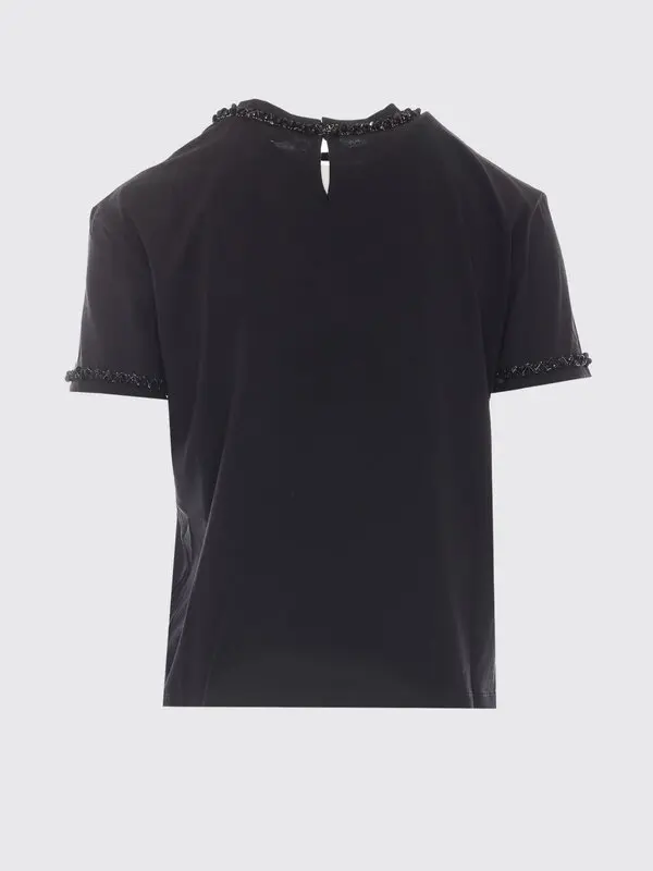 TWINSET Cotton Short-sleeved T-shirt With Bow Application On The Neck - Black