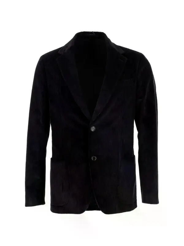 LARDINI Corduroy-texture Single-breasted Blazer - Blue