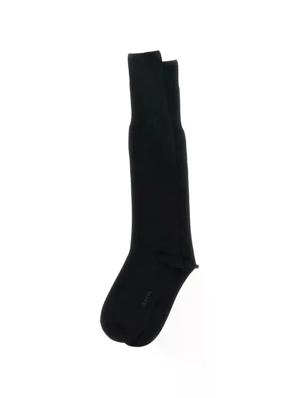 ANT45 Town Long Ribbed-cuff Socks - Black