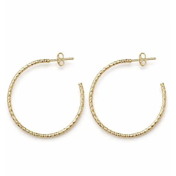 Argento Vivo Diamond Cut Hoop Earrings