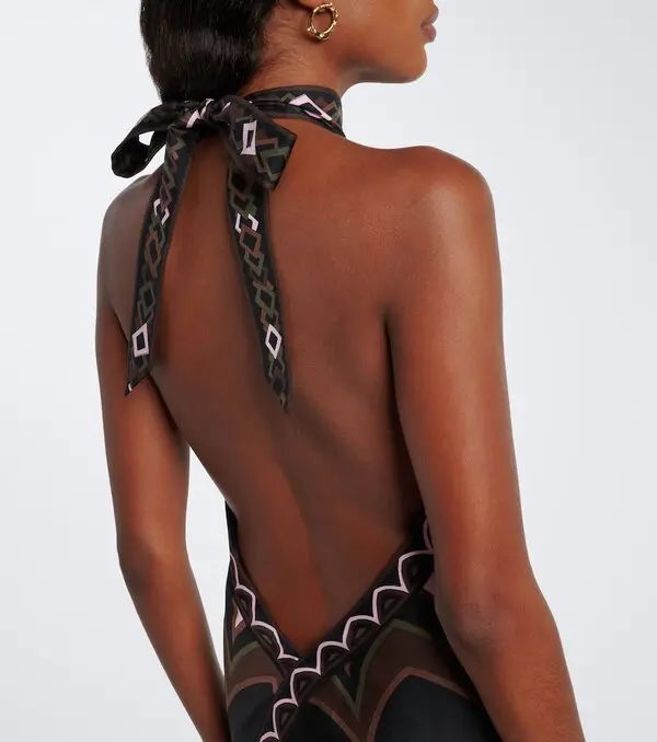 Emilio Pucci Baiadera Halterneck Silk Twill Midi Dress