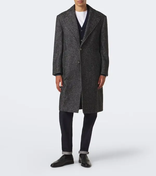 Brunello Cucinelli Herringbone Wool And Alpaca-blend Coat