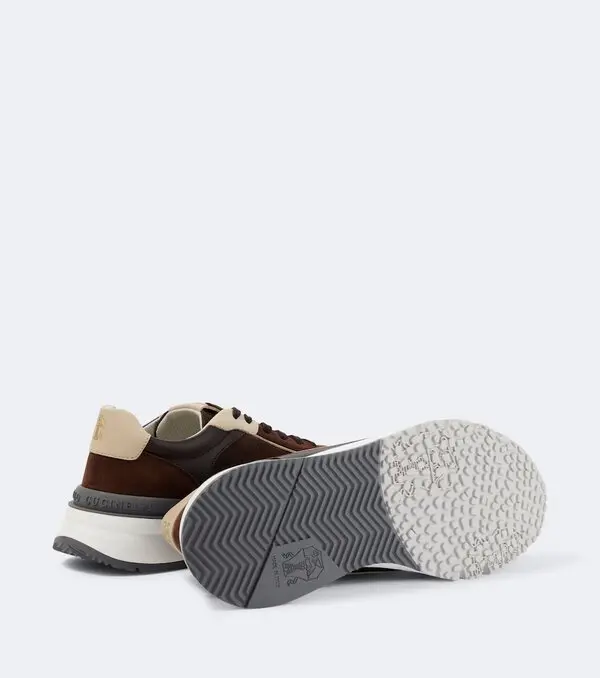 Brunello Cucinelli Leather-trimmed Suede Sneakers