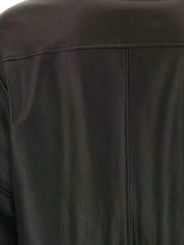 Tagliatore High-collar Leather Jacket