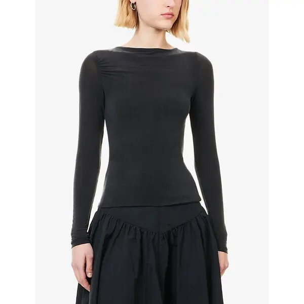 PEACHY DEN Kylie Long-sleeve Stretch-jersey Top