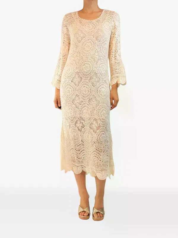 LoveShackFancy Crochet Maxi Dress - Neutrals