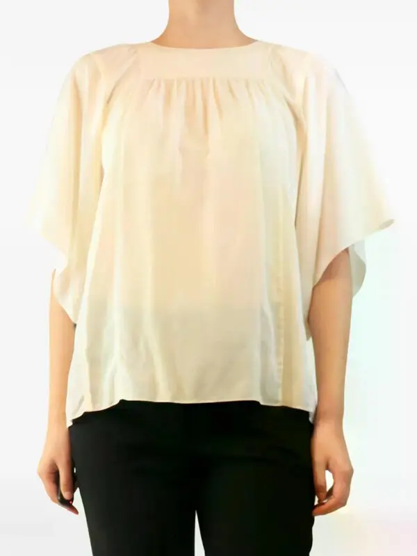 Chloé Short-sleeved Silk Blouse - Neutrals