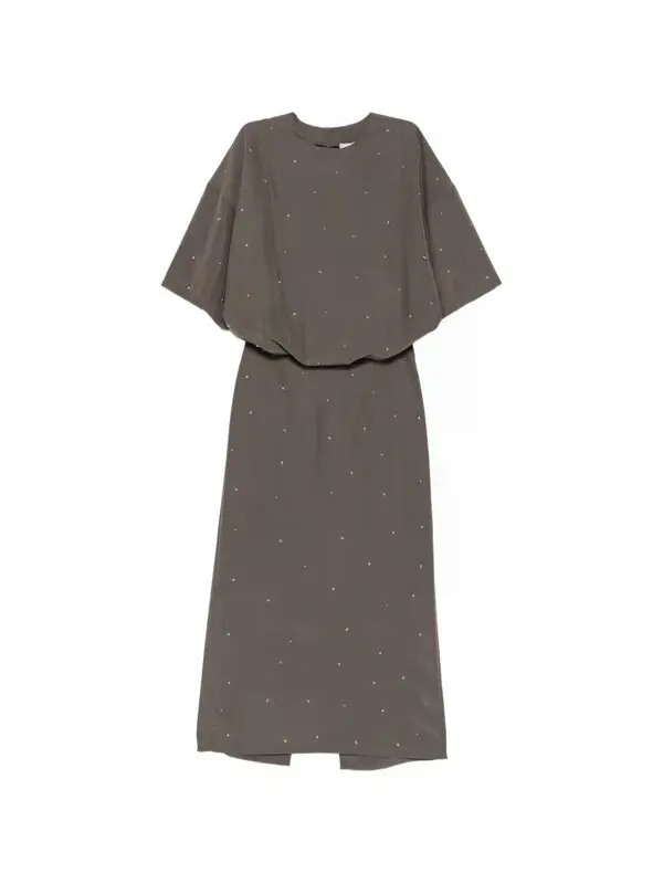 ALYSI Stud-embellished Layered-detail Midi Dress - Brown